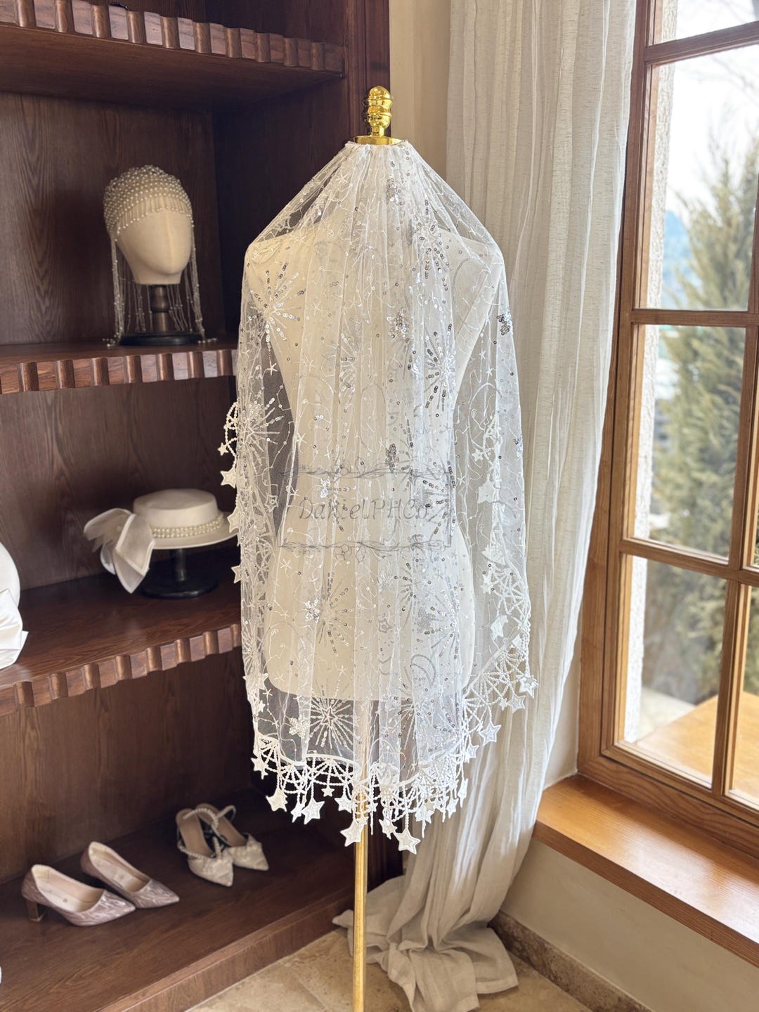 Sequined Star Moon Veil, Sparkly Short Wedding Veil, Star Bridal Veil ...