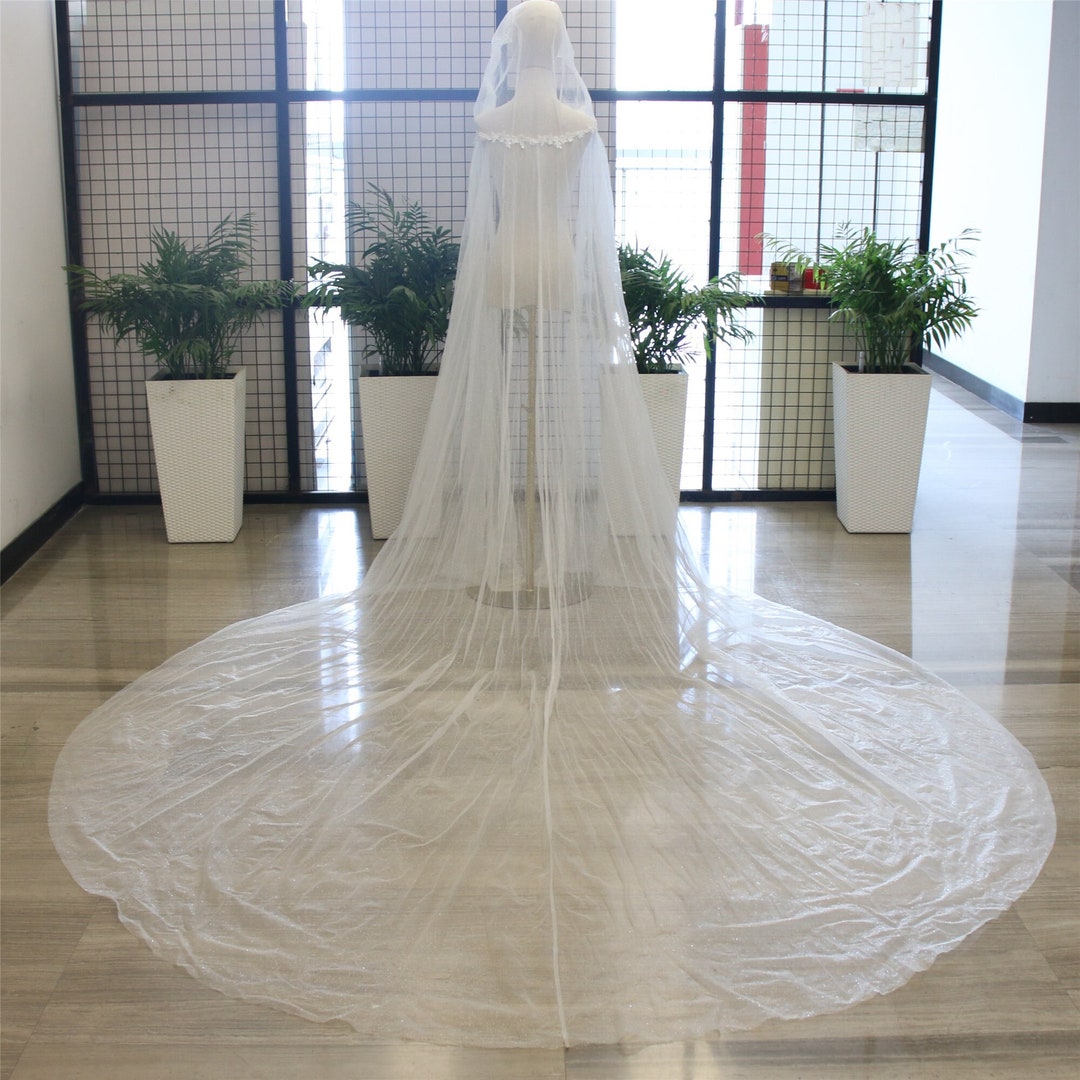 Sparkling Cape Veil for Bride Wedding Cloak Cathedral Bridal Veil Ivory ...