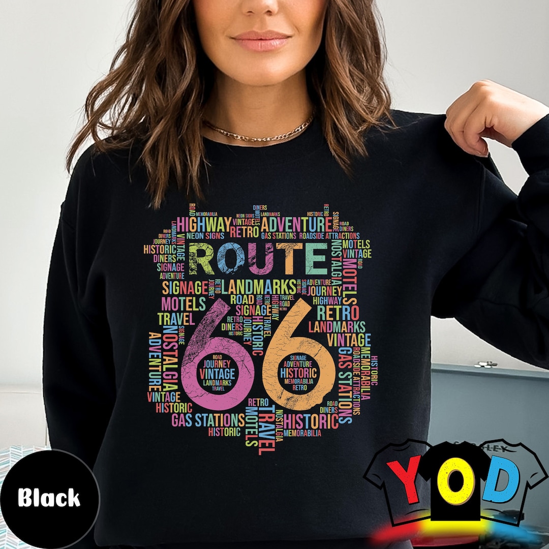 Route 66 Tee Shirt, Vintage Road Sign, Travel, Historic, Adventure ...
