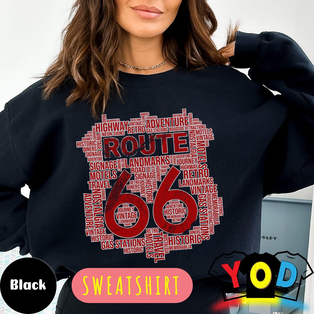 Route 66 Tee Shirt, Vintage Road Sign, Travel, Historic, Adventure ...