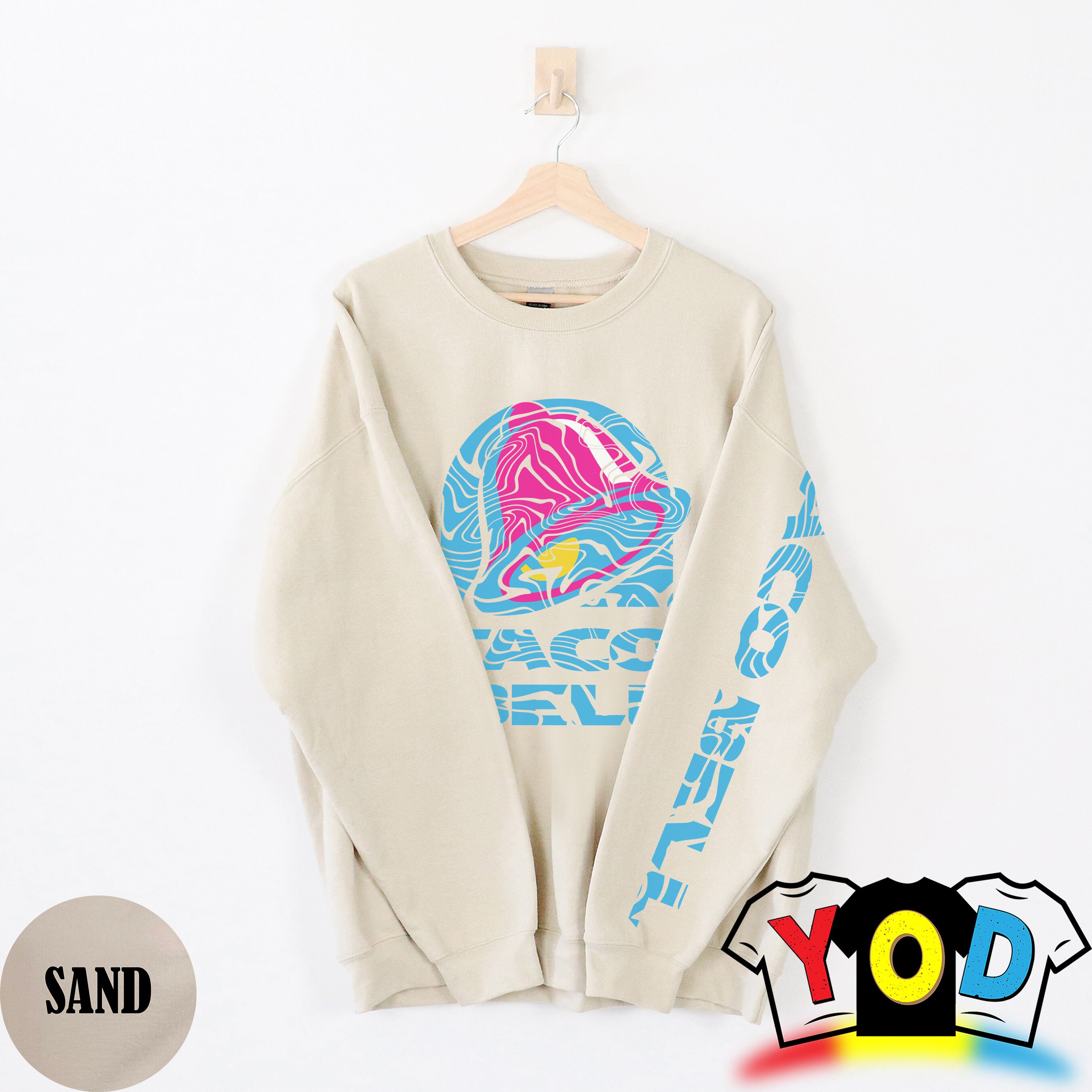 Classic Vintage Taco Bell Tshirt Sweatshirt Hoodie With Text on Sleeve ...