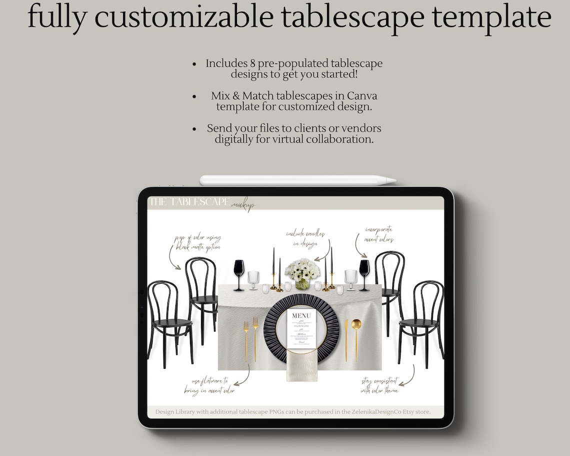 Canva Tablescape Design Digital Mockup Template, Event Place Setting ...
