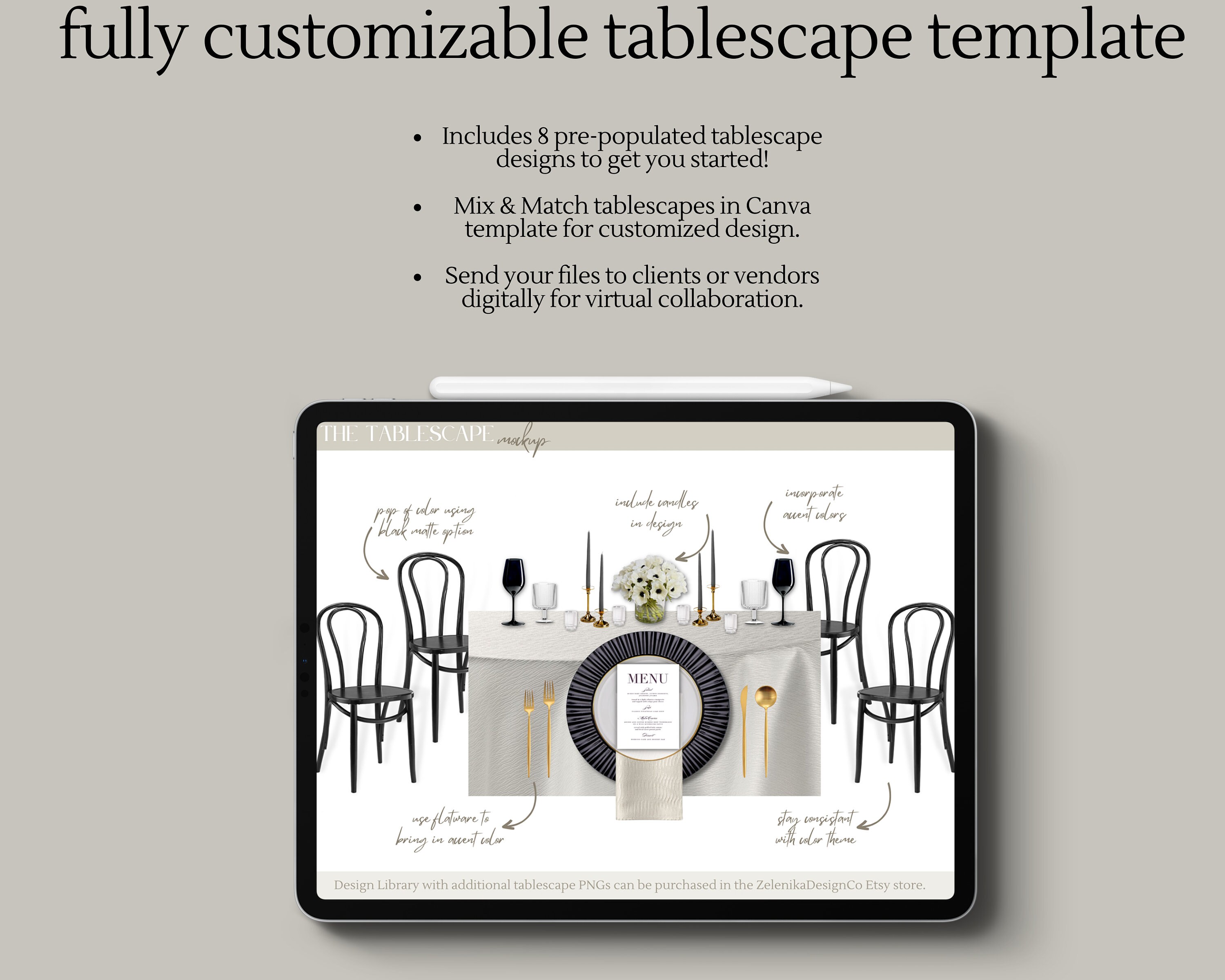 Canva Tablescape Design Digital Mockup Template, Event Place Setting ...