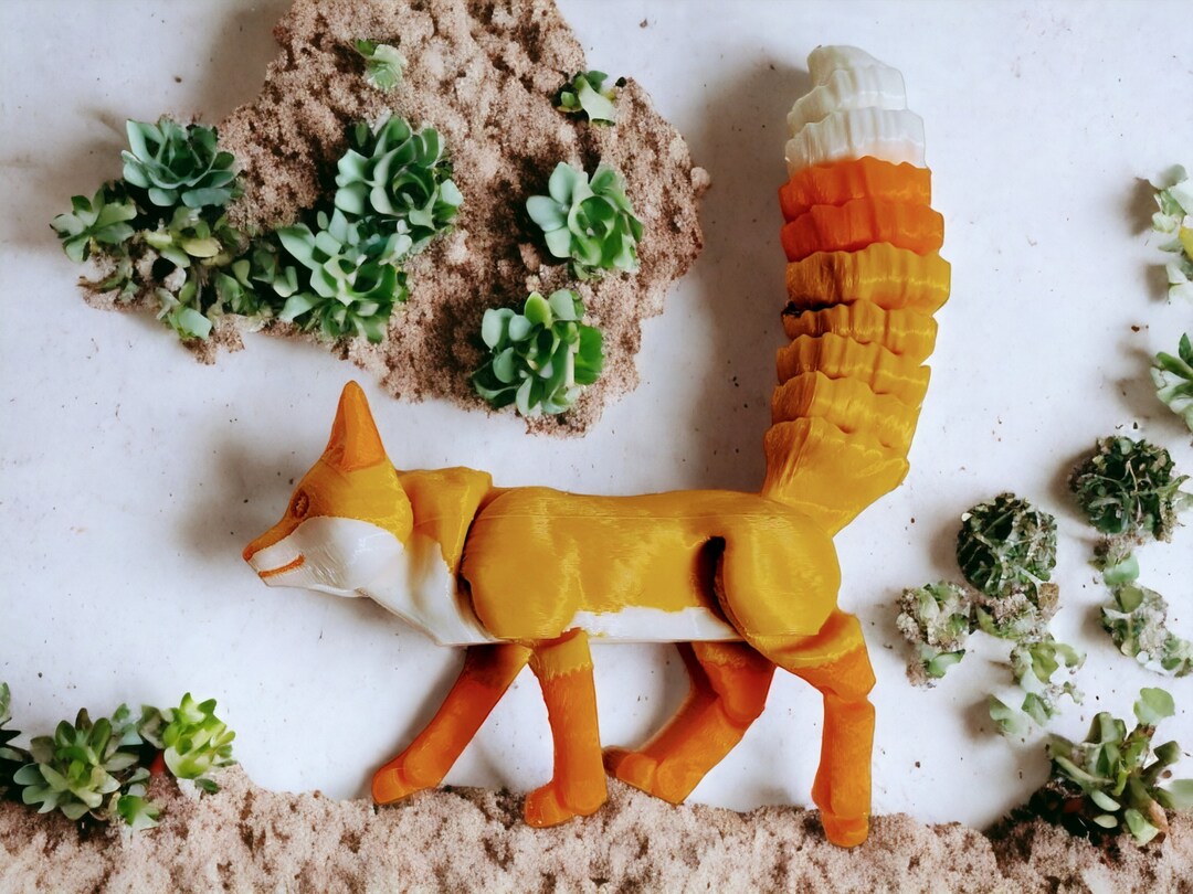 Articulated 3D Printed Flexi Fox Sculpture - Etsy