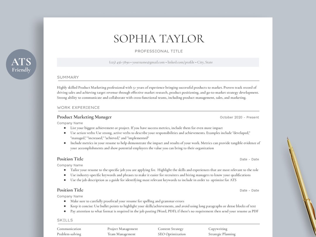 Resume Template for Google Docs, Word & Pages, Modern and Clean Design ...