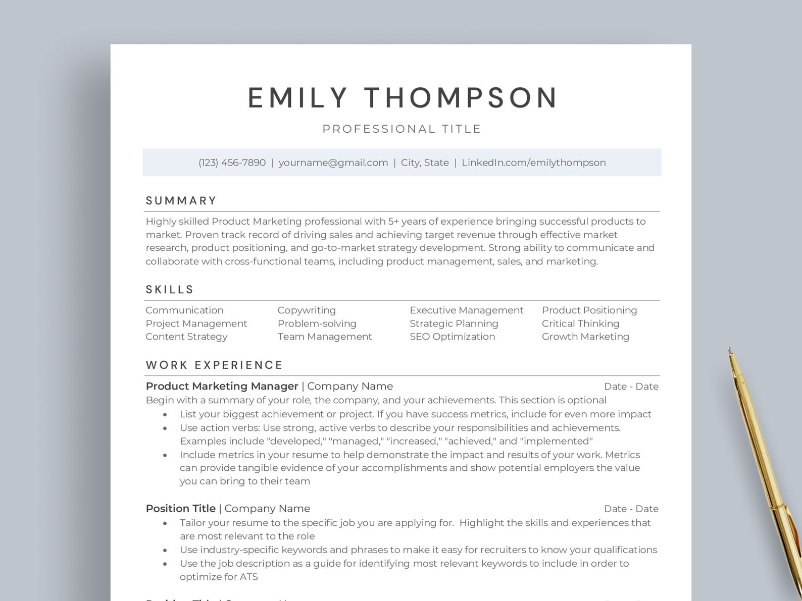 Resume Template Google Docs, Word, and Pages, 1 & 2 Page, CV Template ...