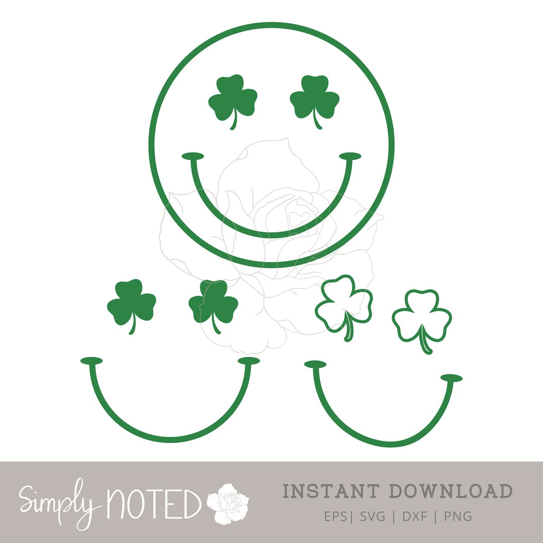 Shamrock Eyes Smiley Face SVG | St Patrick's Day Cut File (digital ...