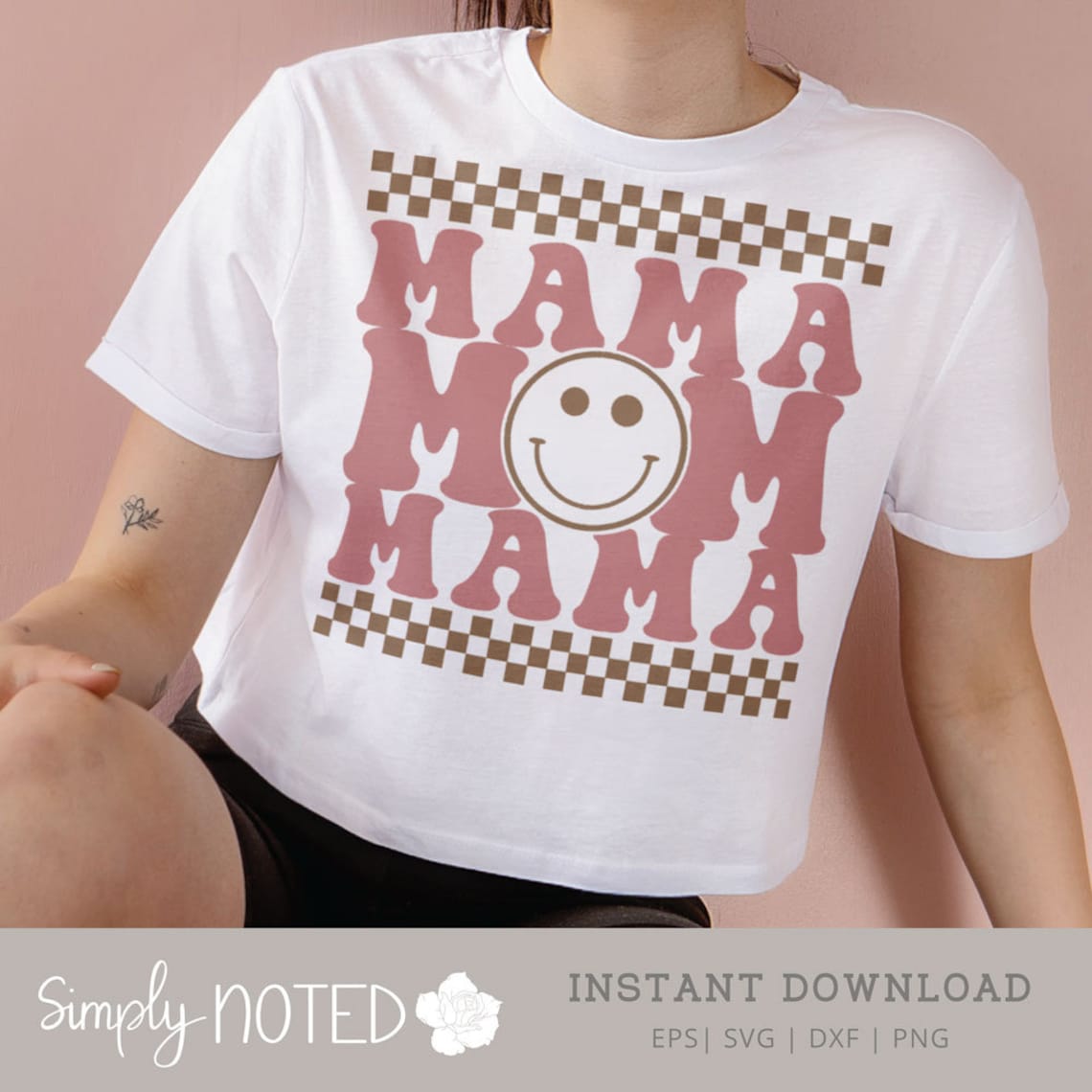 Mama Mom SVG DXF PNG | Smiley With Checkerboard Instant Download | Cut ...
