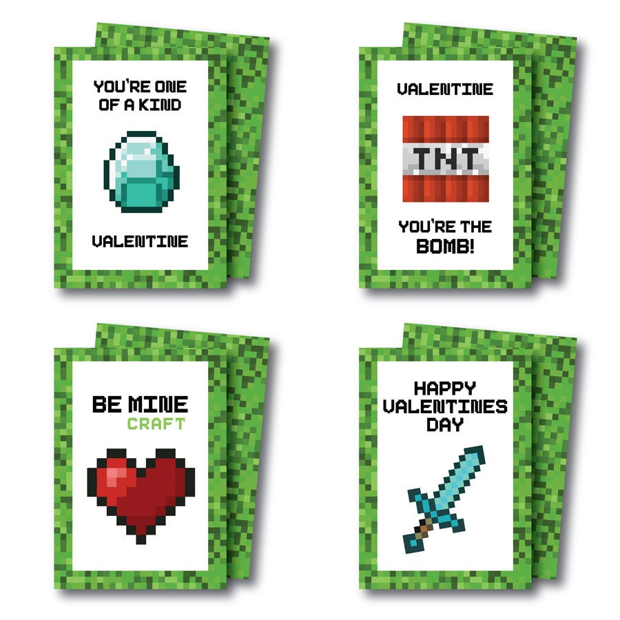Minecraft Valentines | DIY Valentines Instant Download | Minecraft ...