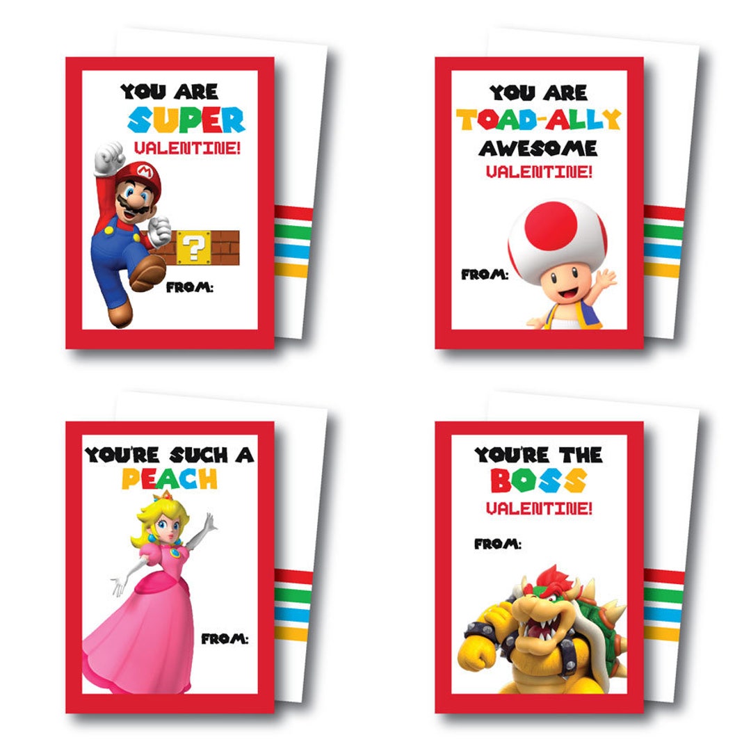Super Mario Valentines | DIY Valentines Instant Download | Super Mario ...