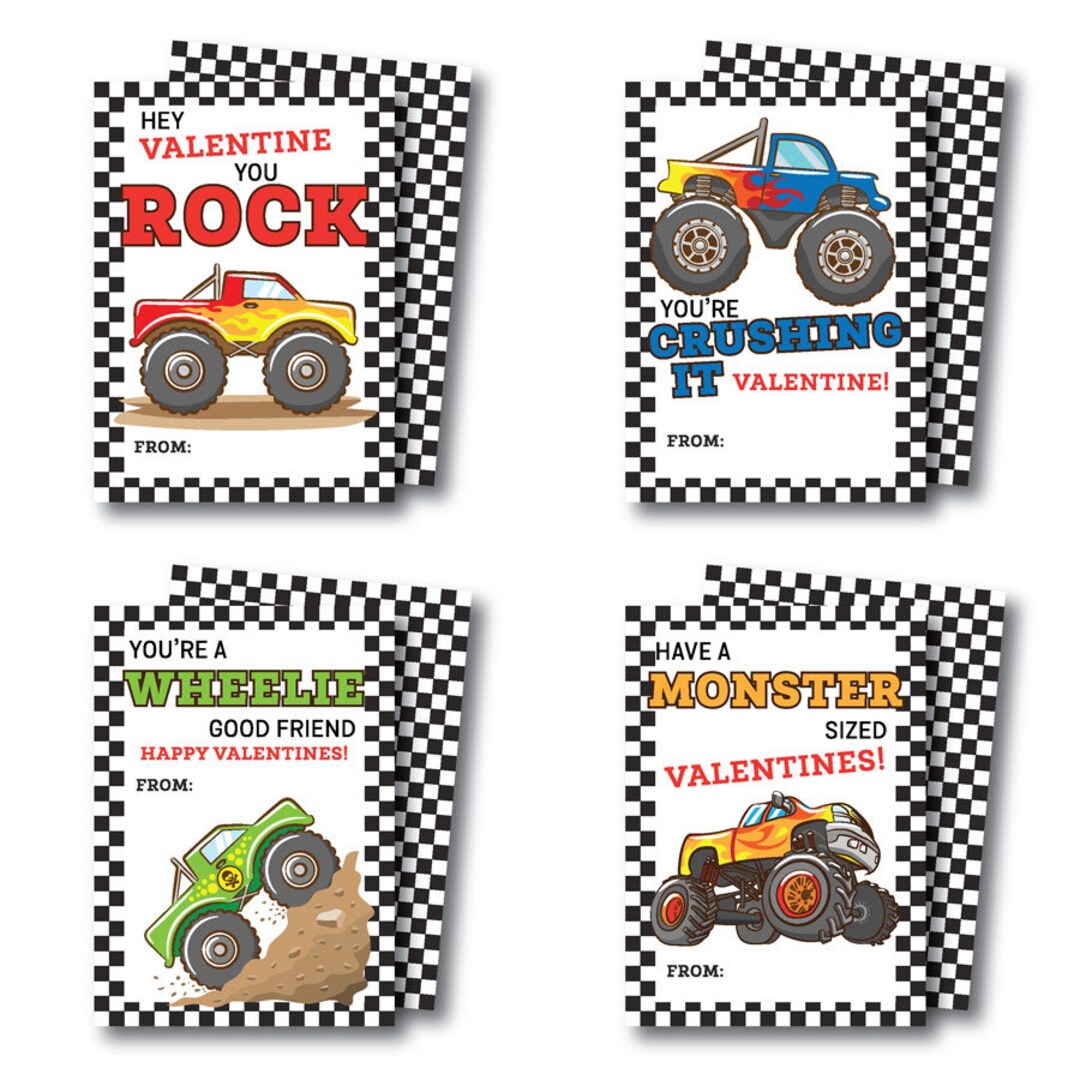 Monster Truck Valentines | DIY Valentines Instant Download | Monster ...