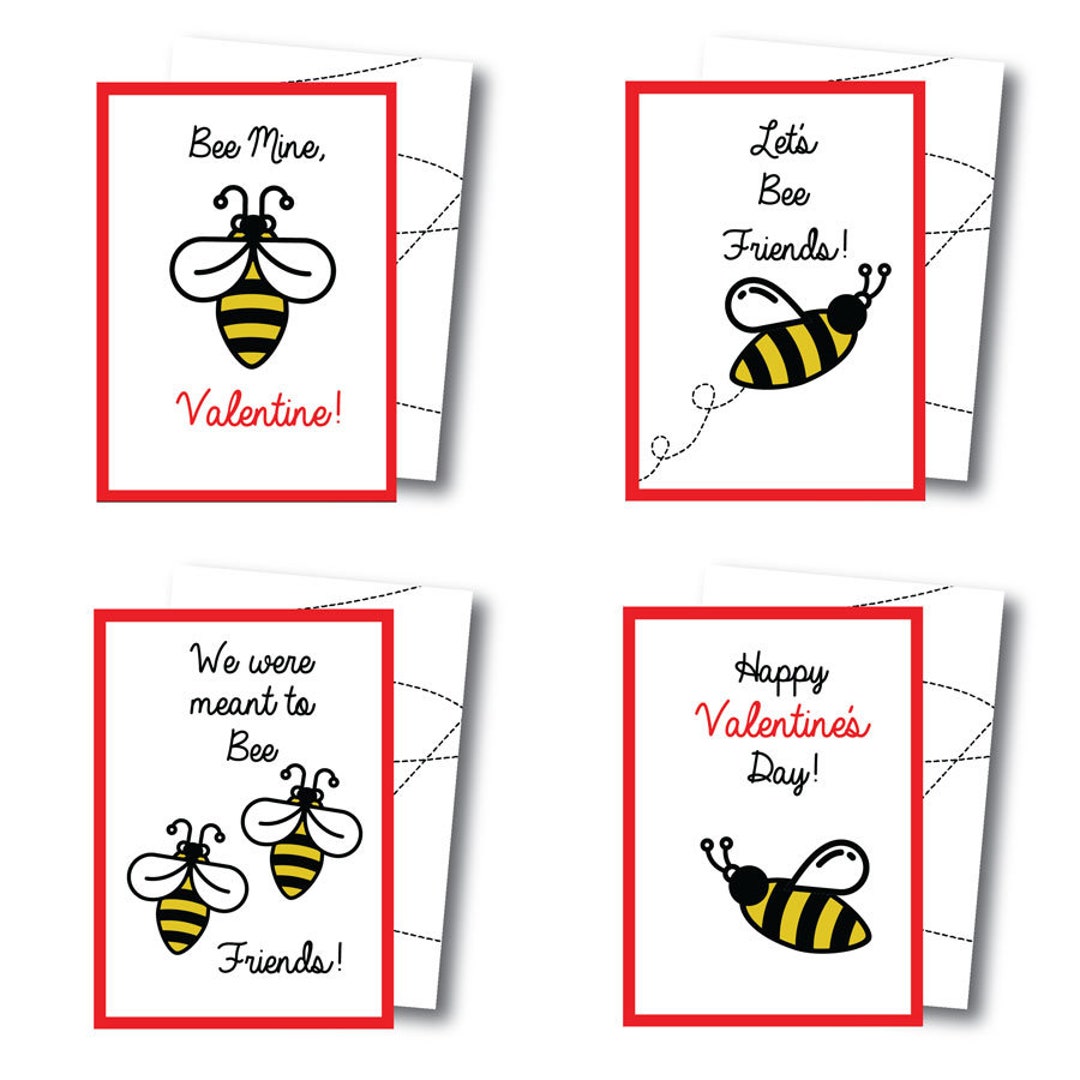 Bee Valentines | DIY Valentines Instant Download | Bee Printable PDF ...