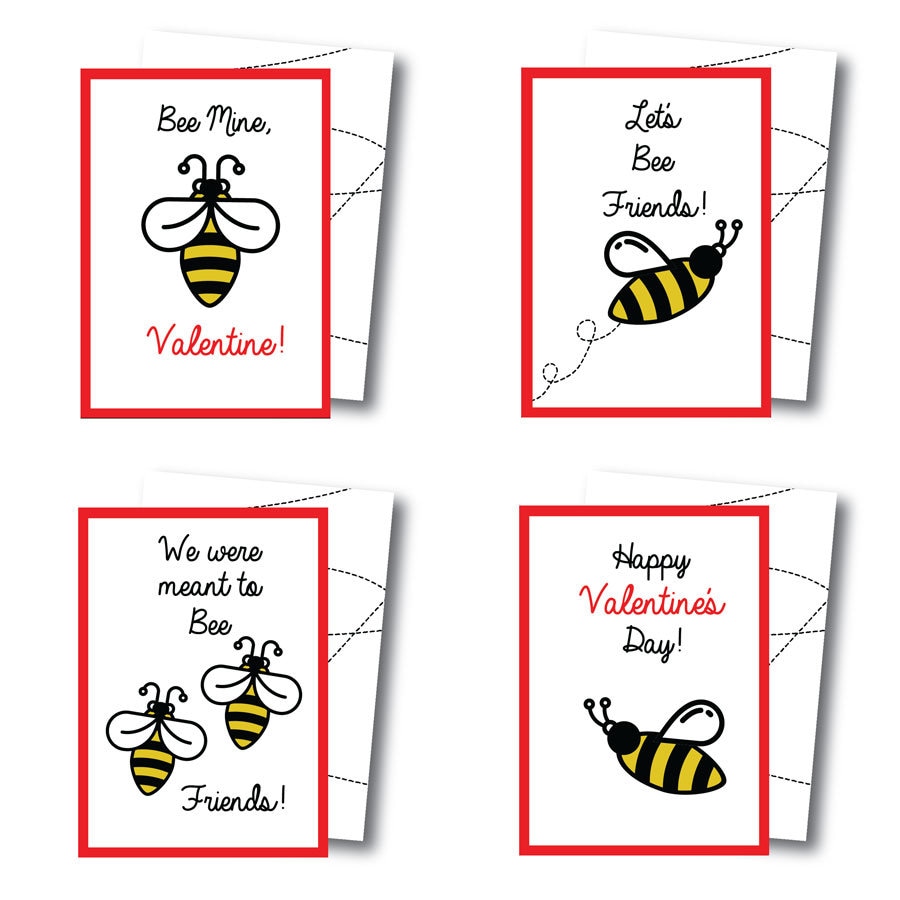 Bee Valentines | DIY Valentines Instant Download | Bee Printable PDF ...