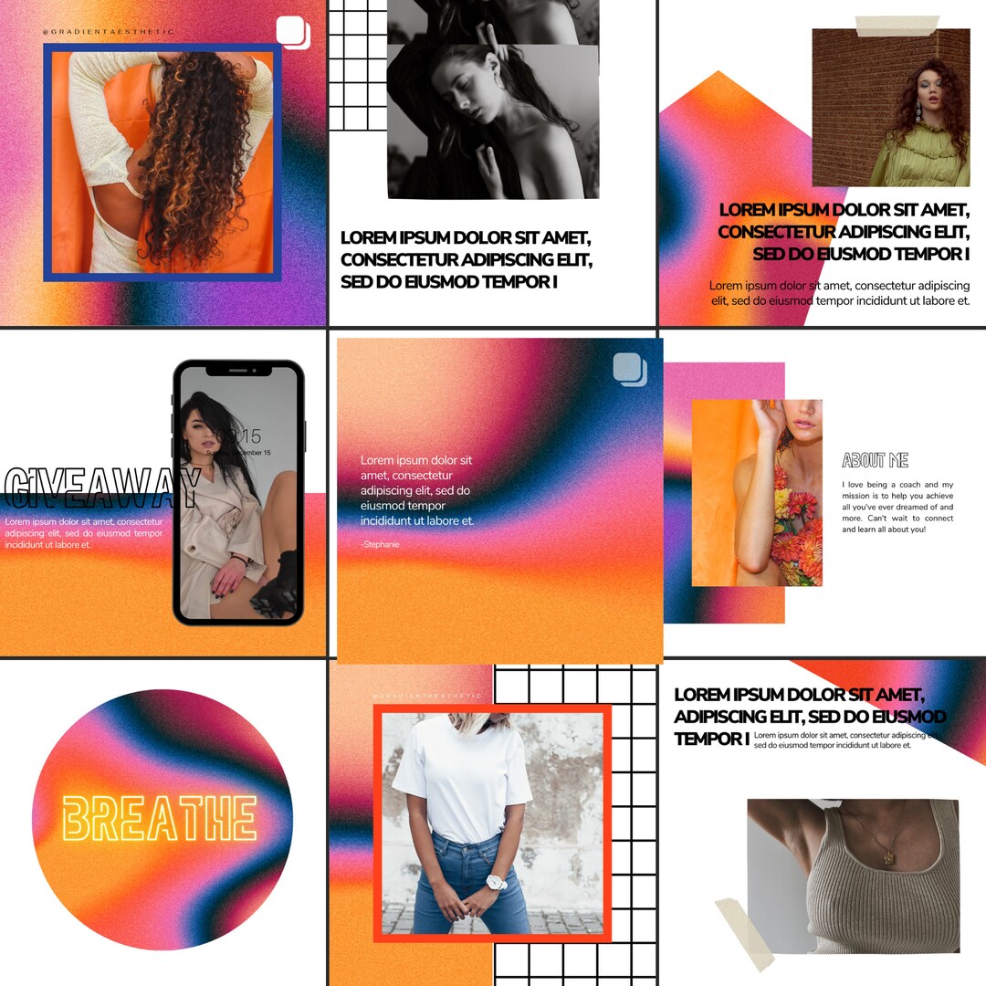 Canva Instagram Template | Gradient Instagram Post Templates | Social ...