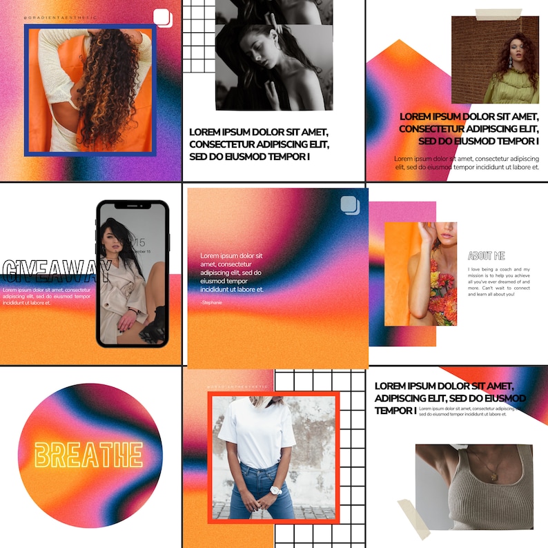 Canva Instagram Template | Gradient Instagram Post Templates | Social ...