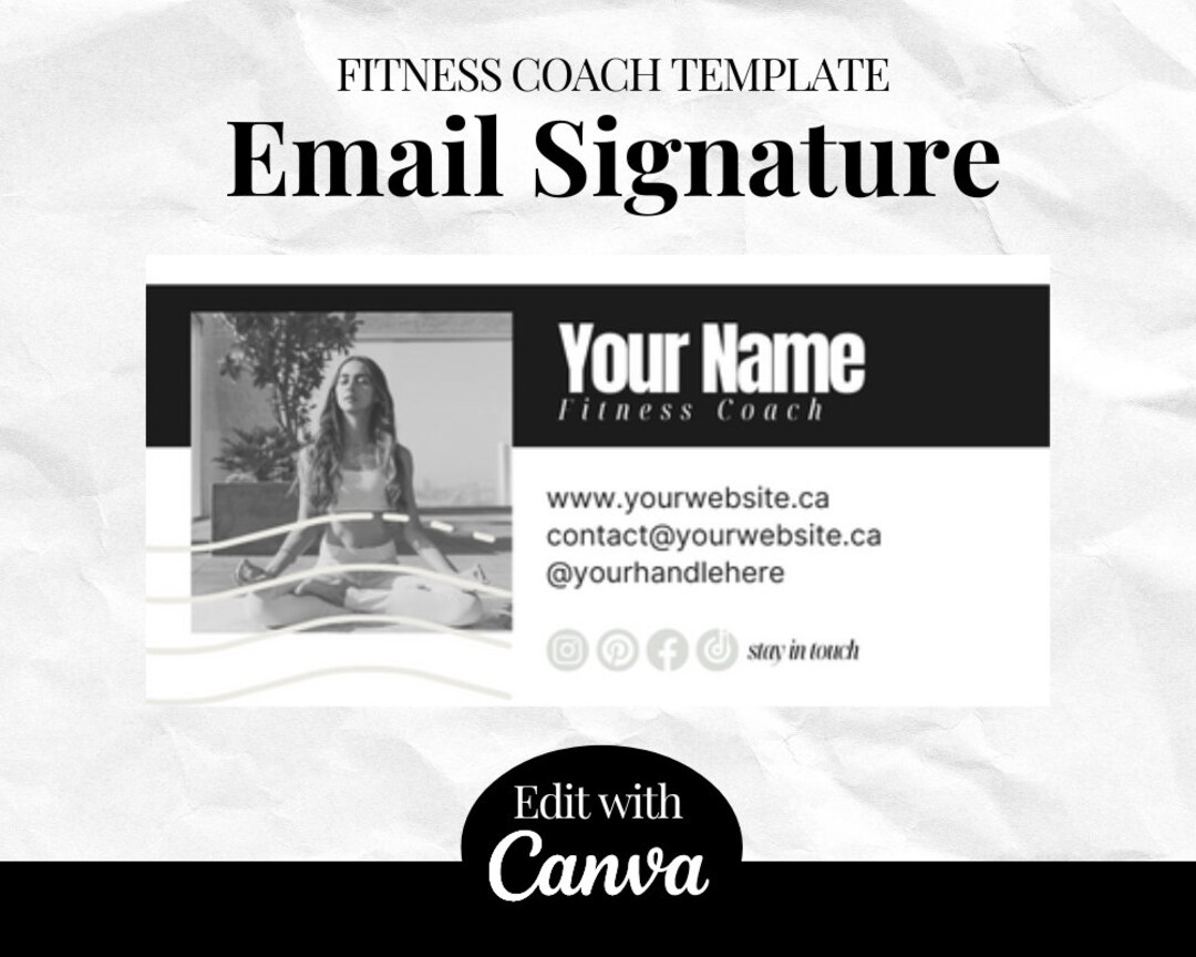Email Signature Template Canva Editable Email Template Fitness Coach ...