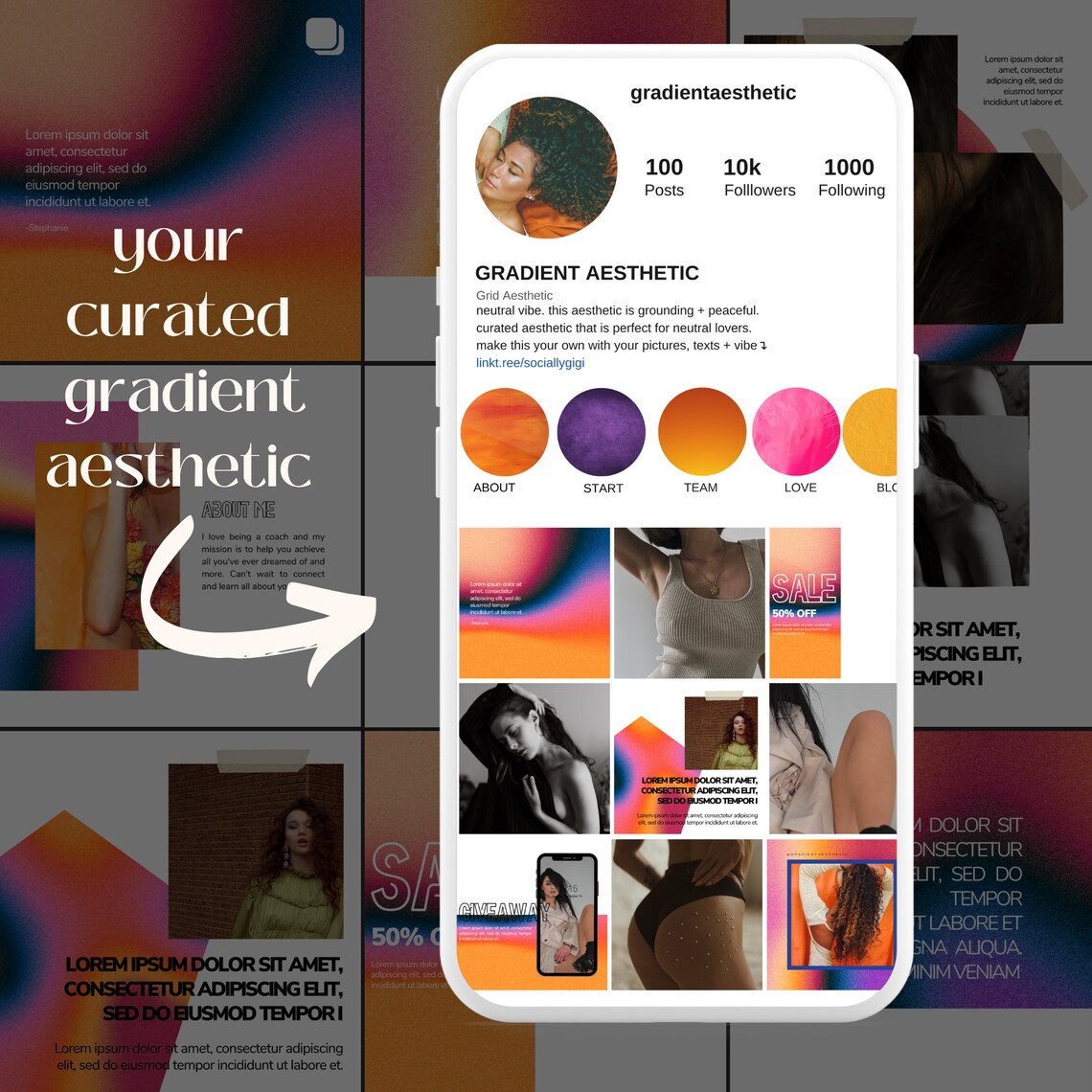 Canva Instagram Template Gradient Instagram Post Templates Social Media ...