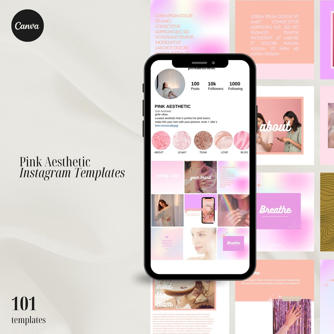 Canva Instagram Template | Pink Instagram Post Templates | Social Media ...