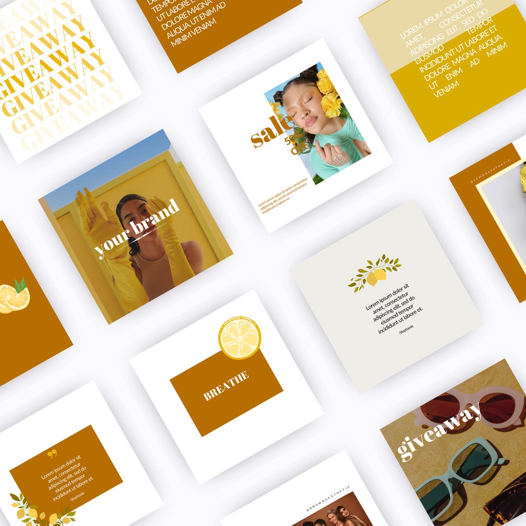 Lemon Instagram Post Templates: Yellow Social Media (CANVA) - Etsy