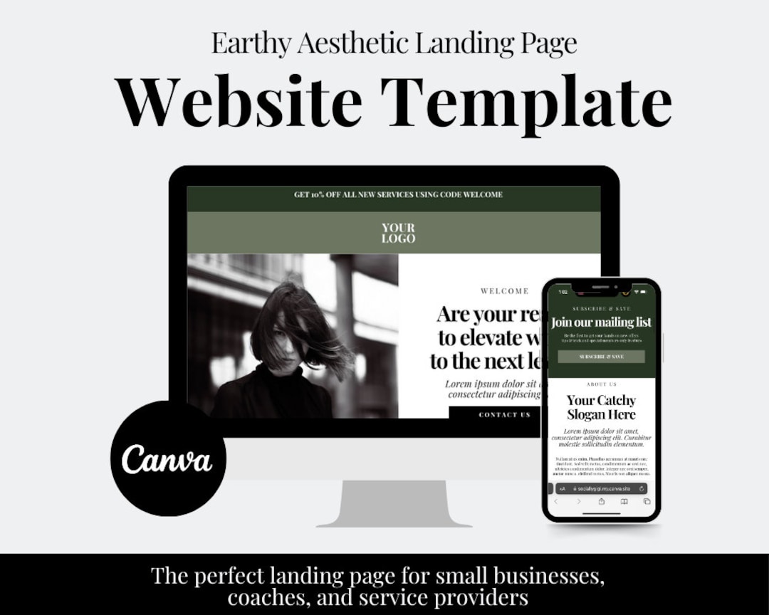 Earthy Aesthetic Website Template | Canva Landing Page - Etsy