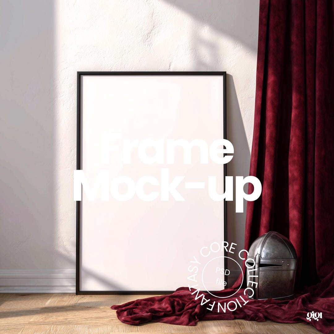 Fantasy Core Red Velvet Frame Mockup PSD PNG | Medieval Art Display ...