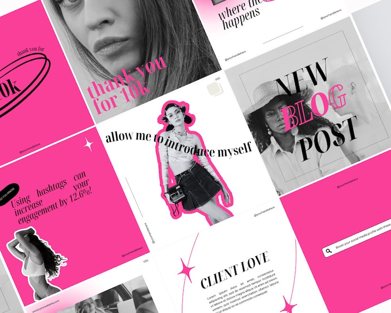 Canva Instagram Templates: Neon Branding, Social Media Manager (60 ...