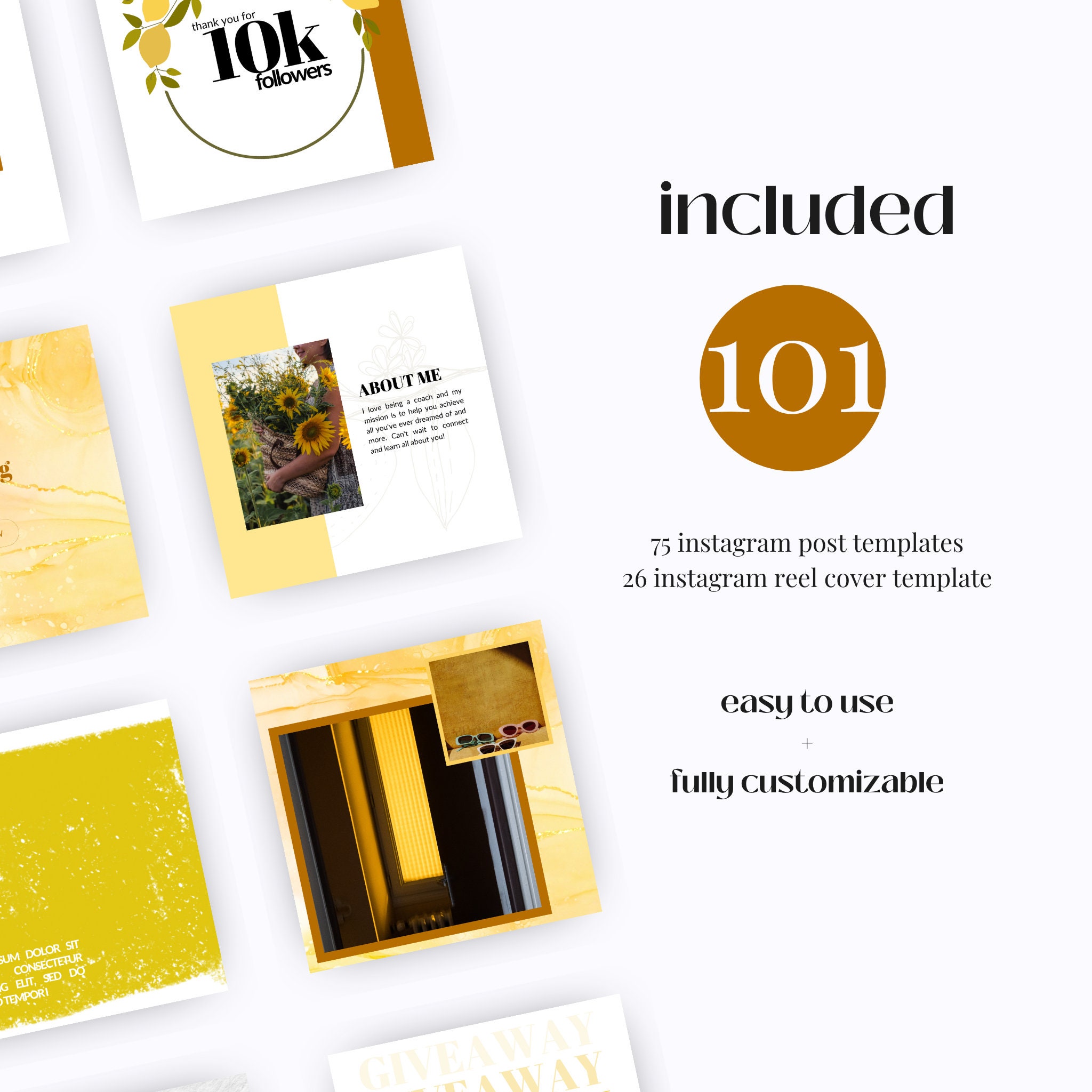 Lemon Instagram Post Templates: Yellow Social Media (CANVA) - Etsy