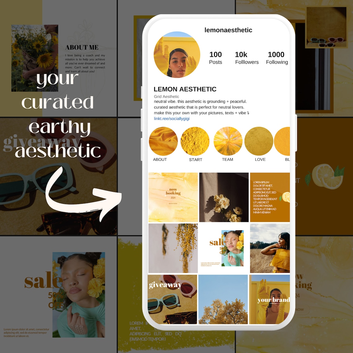 Lemon Instagram Post Templates: Yellow Social Media (CANVA) - Etsy