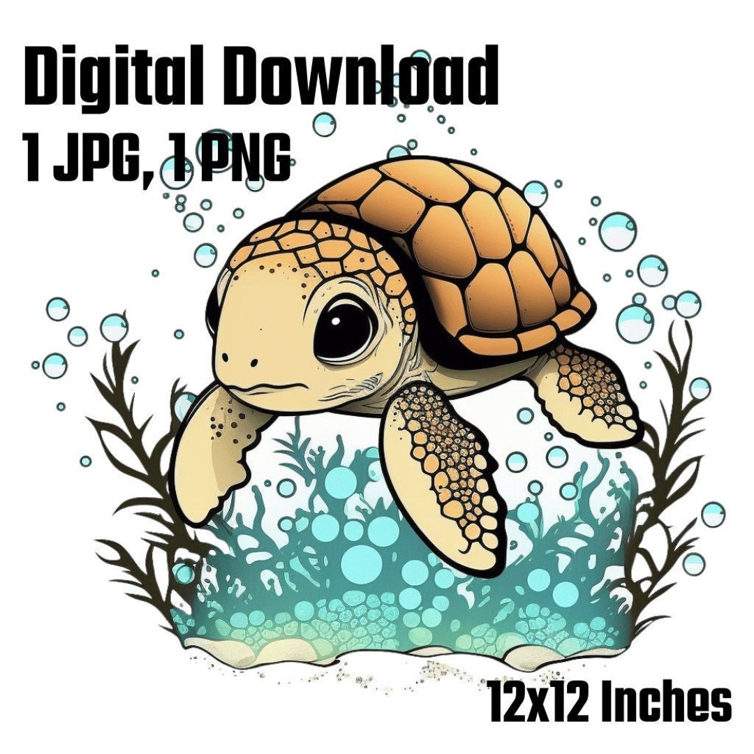Cute Sea Turtle Clipart Ocean Animals Clipart Kids Clipart JPG PNG Sea ...
