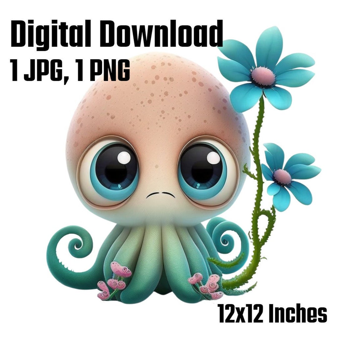 Squid Clipart Cute Squid Clipart Sea Creature Digital Files Ocean ...