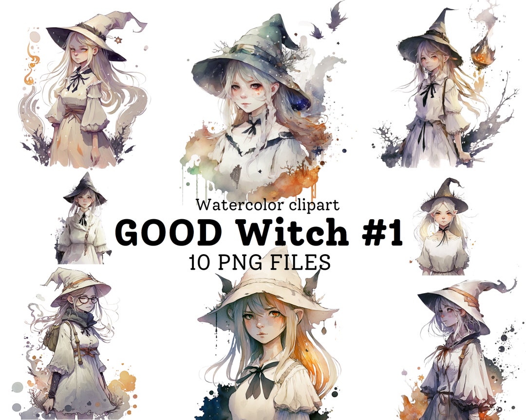 Good Witch Clipart, 10 Transparent Pngs, Sublimation Bundle, Witch ...