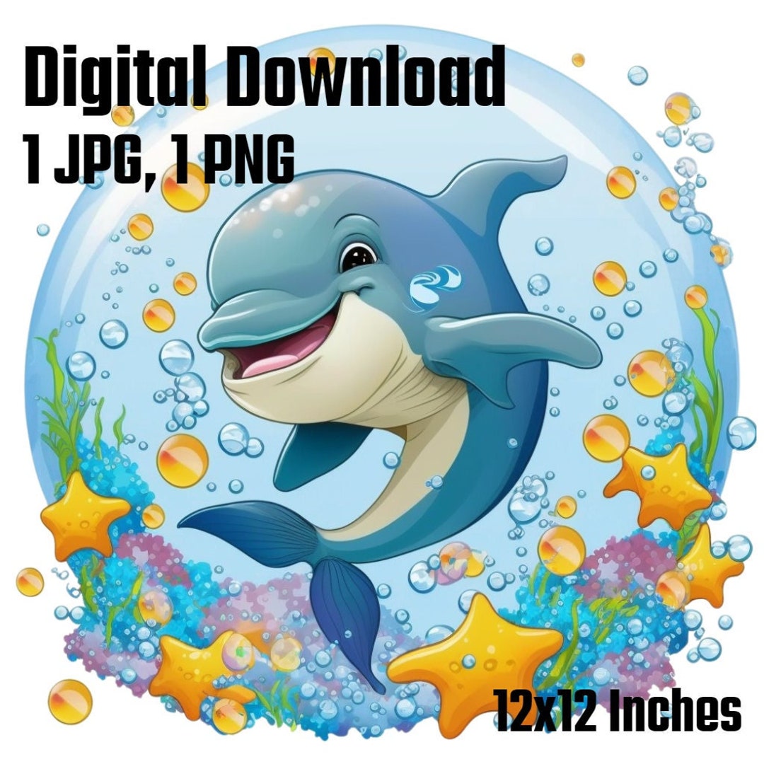 Dolphin Clipart Ocean Animals Clipart Kids Clipart PNG Cute Dolphin Art ...