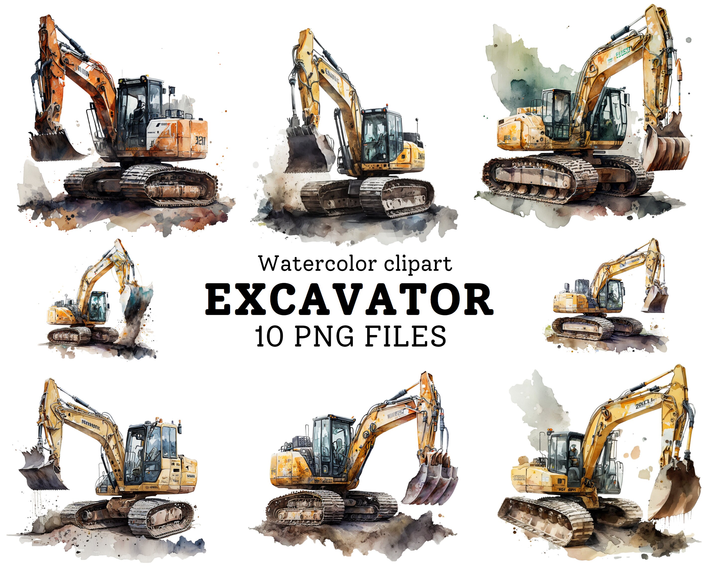 Excavadora Imágenes Prediseñadas 10 Png transparentes - Etsy México