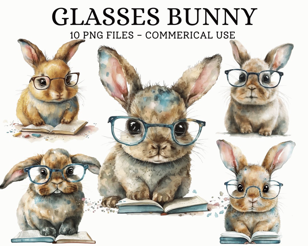 Cute Bunny Clipart, Funny Rabbit Illustration Clipart, Clipart, Digital ...