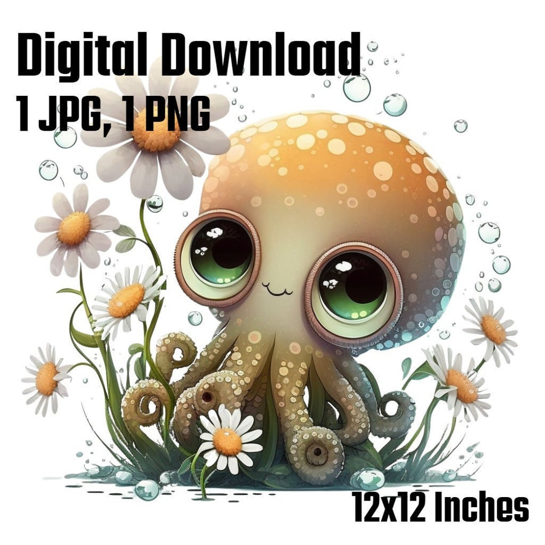 Octopus Clipart Cute Octopus Clipart Sea Creature Digital Files Ocean ...