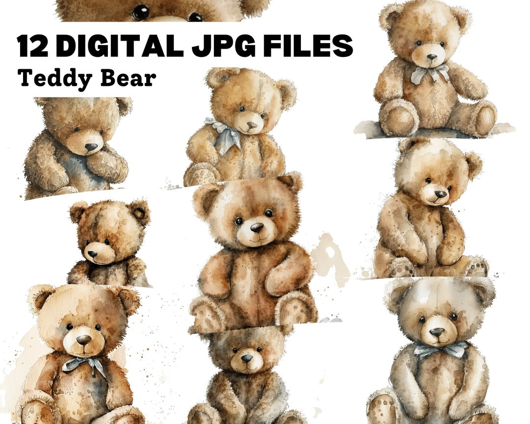 Teddy Bear Clipart, Cute Bear Illustration Clipart, Clipart, Digital ...