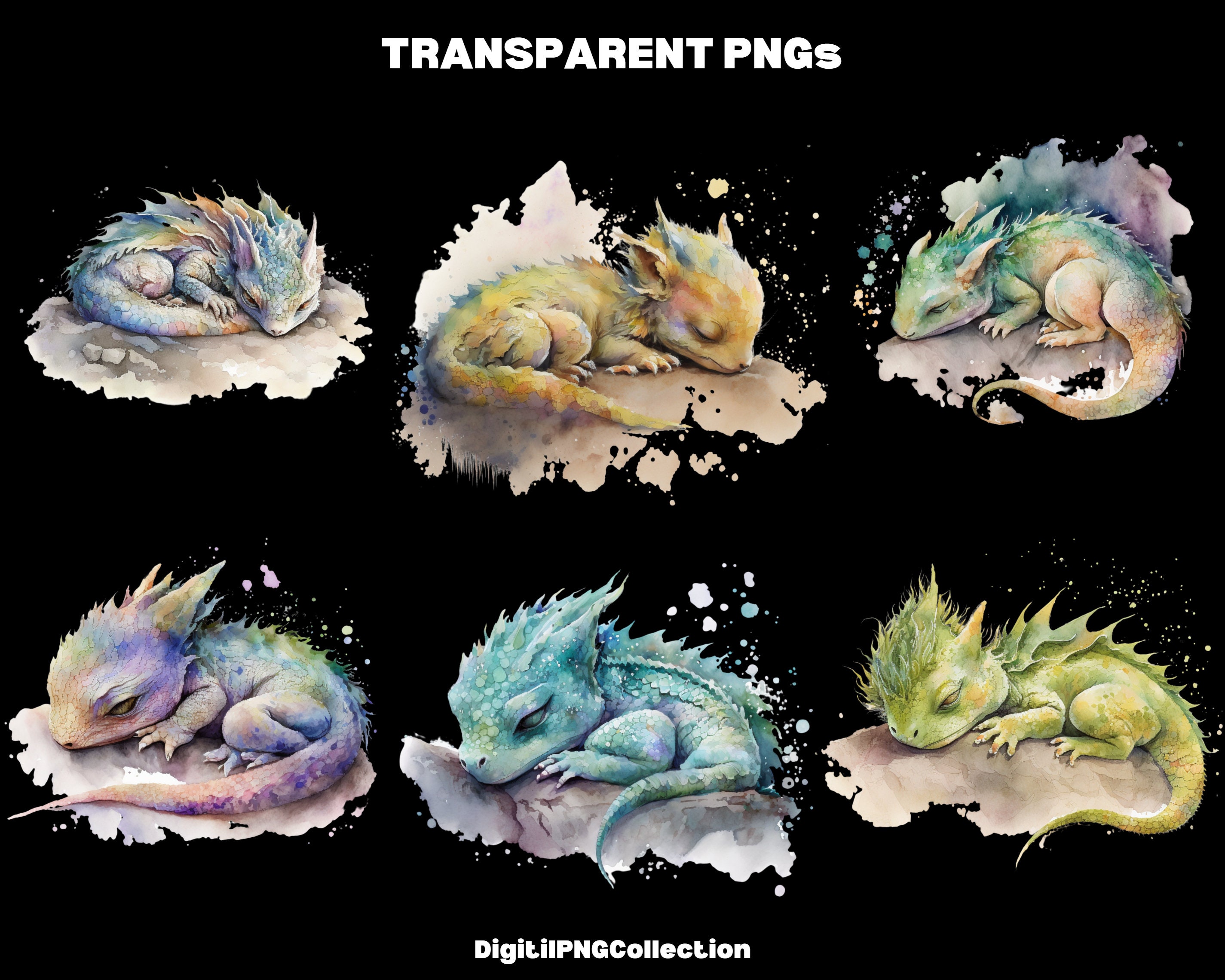 Sleeping Dragon Clipart 10 Transparent Pngs Sublimation - Etsy