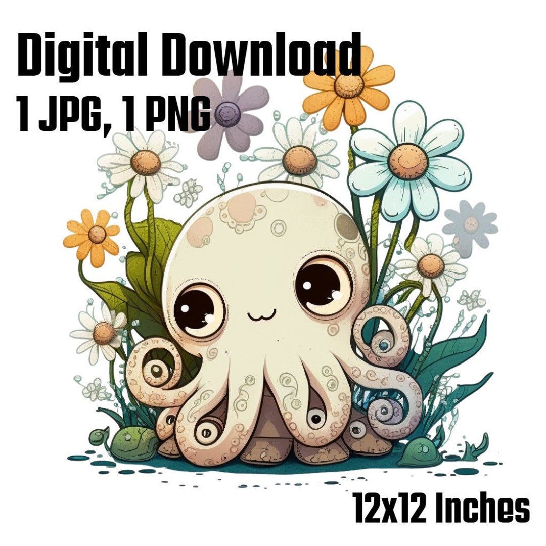 Octopus Clipart Cute Octopus Clipart Sea Creature Digital Files Ocean ...