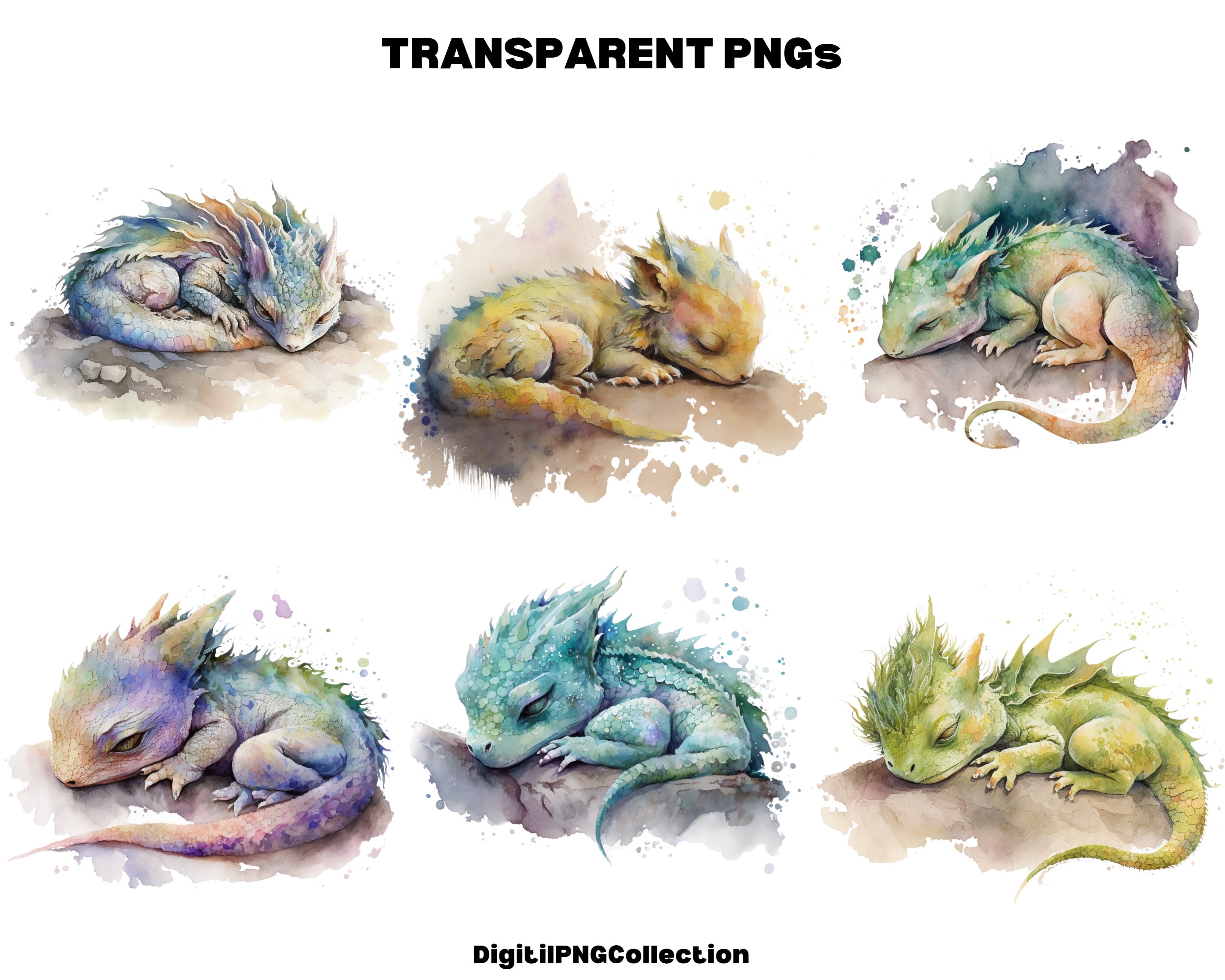 Sleeping Dragon Clipart 10 Transparent Pngs Sublimation - Etsy