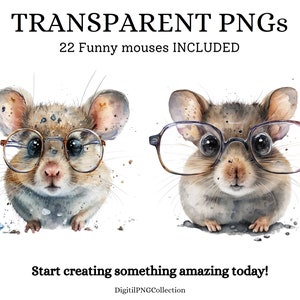 Funny Mouse Clipart - 22 Transparent Pngs, Sublimation Bundle, Digital ...