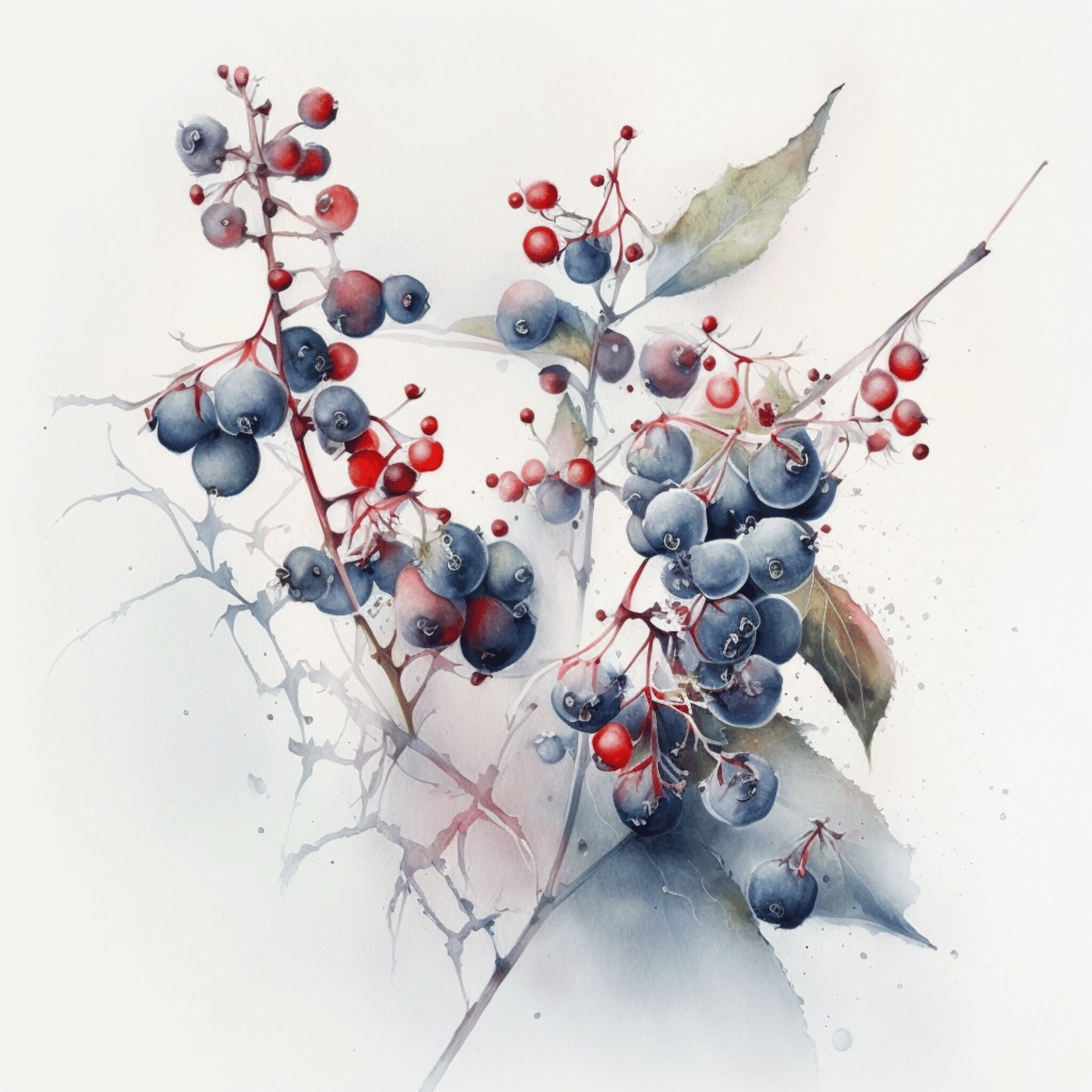 Winter Berries Clip Art Watercolour 20 High Quality PNG - Etsy