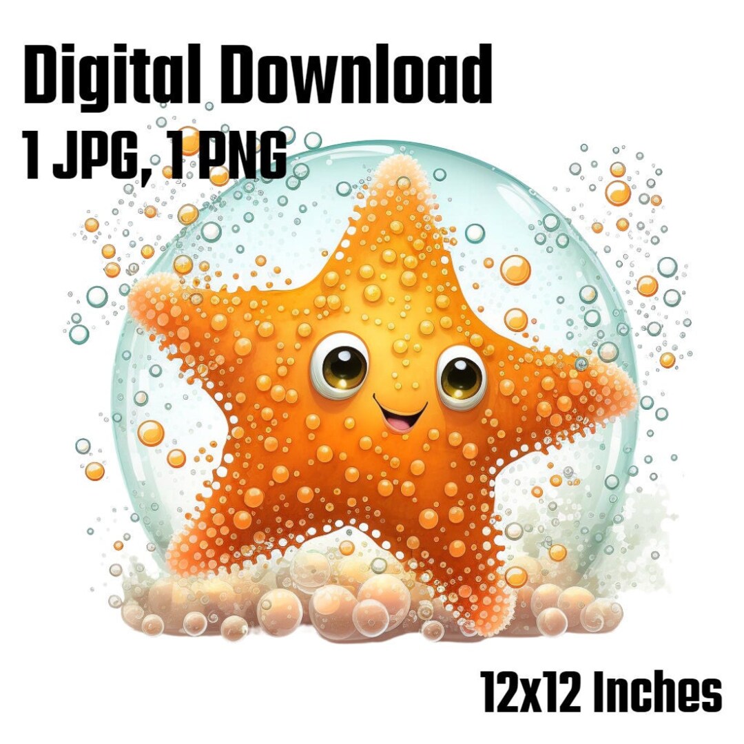 Starfish Clipart Cute Starfish Clipart Sea Creature Digital Files Ocean ...