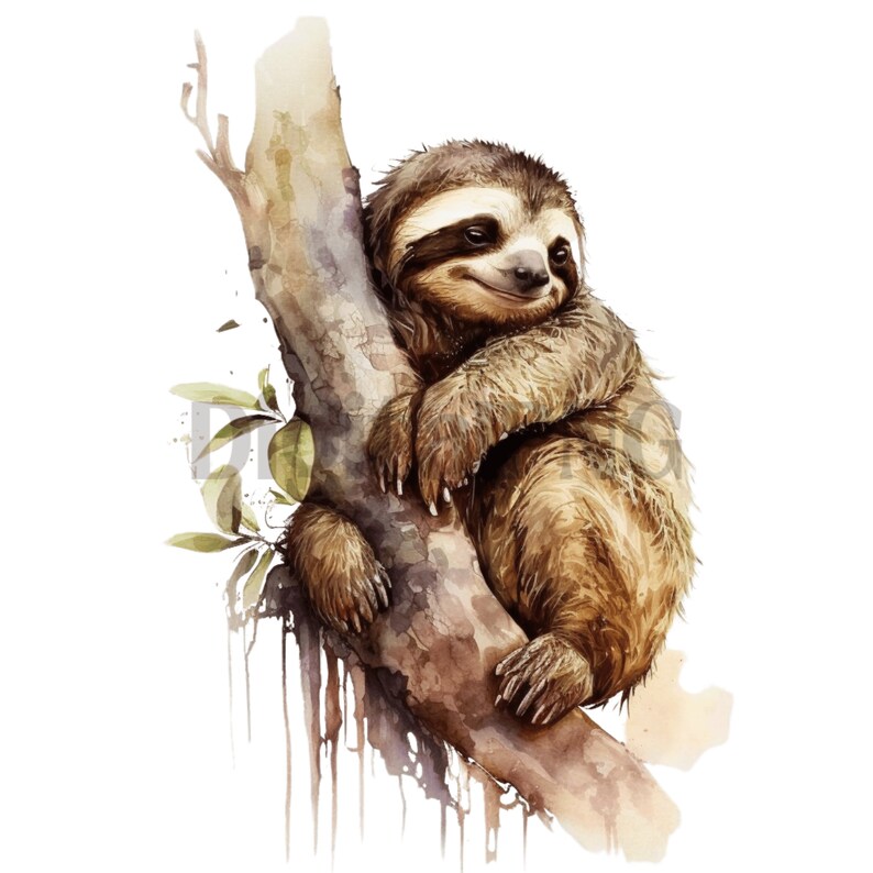 Happy Sloth Clip Art Watercolour 10 High Quality PNG Happy - Etsy