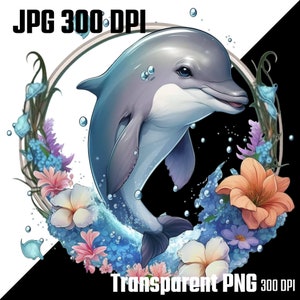 Cute Dolphin Clipart Ocean Animals Clipart Kids Clipart PNG Dolphin Art ...