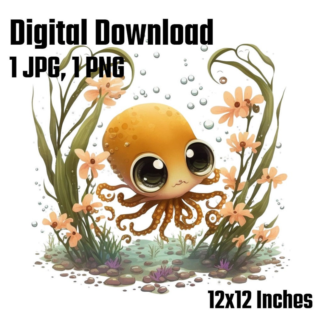 Squid Clipart Cute Squid Clipart Sea Creature Digital Files Ocean ...