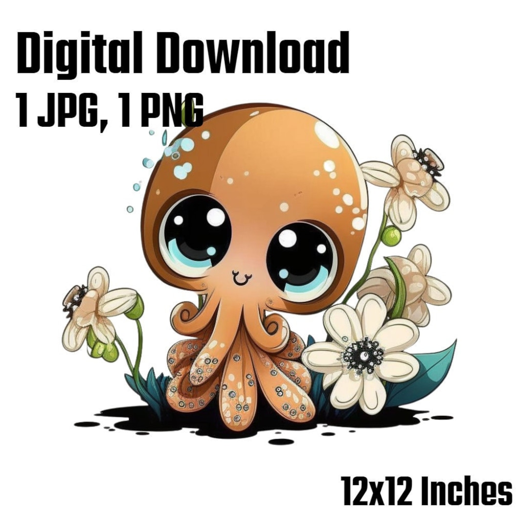 Squid Clipart Cute Squid Clipart Sea Creature Digital Files Ocean ...