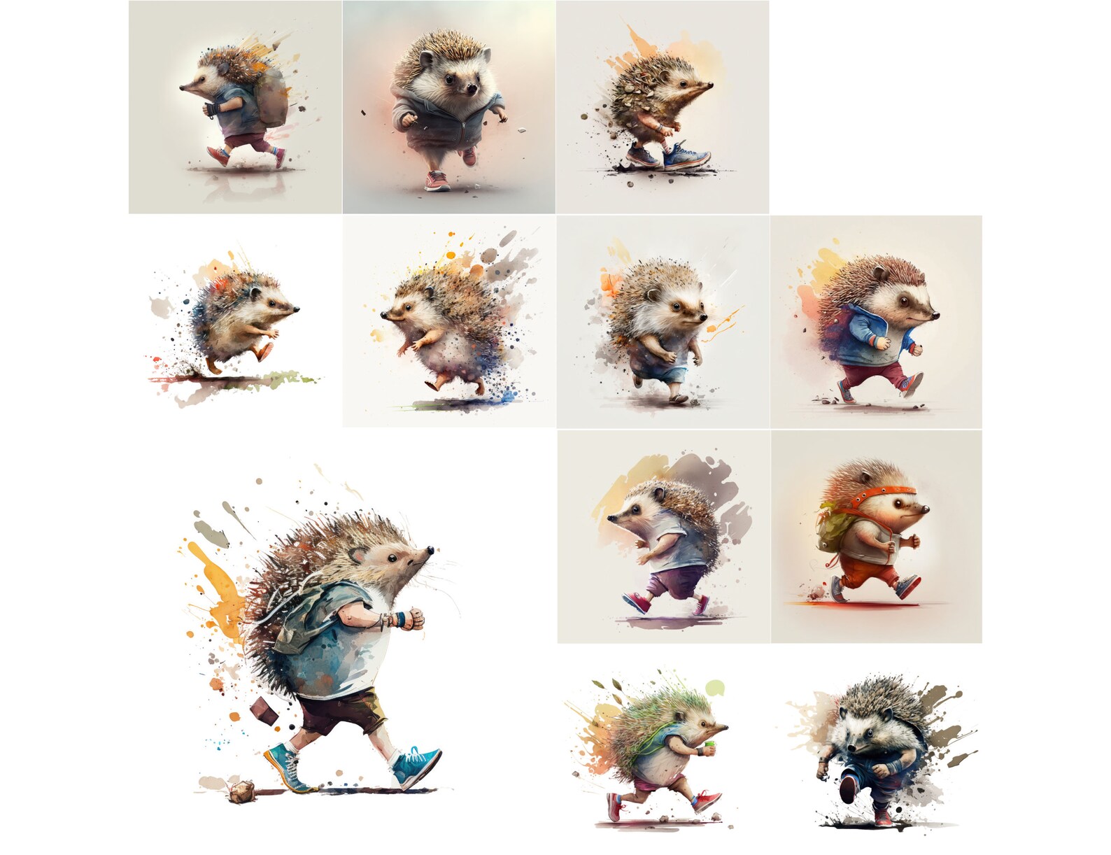Cute Hedgehog Exercising Clipart Watercolour 12 High Quality - Etsy