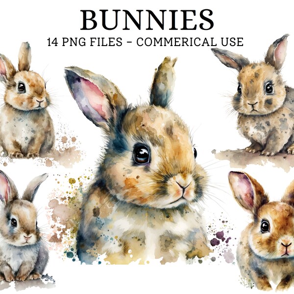 Watercolor Bunny - Etsy