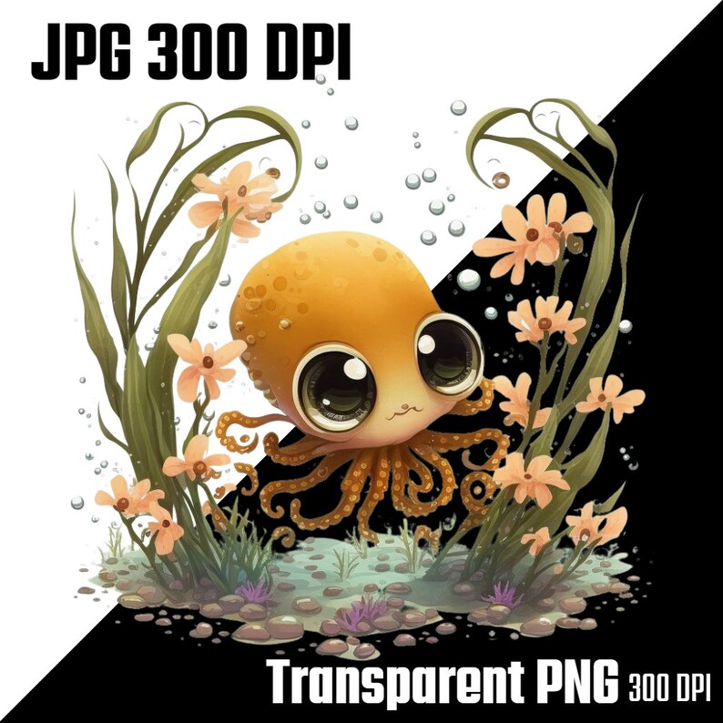 Squid Clipart Cute Squid Clipart Sea Creature Digital Files - Etsy