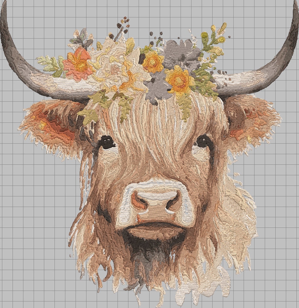 Highland Cow Machine Embroidery Files - Etsy